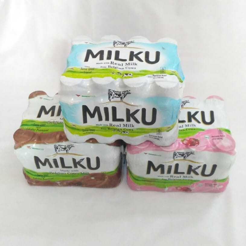 Jual MILKU Susu UHT Botol 200 ml - Original - Cokelat - Strawberry ...