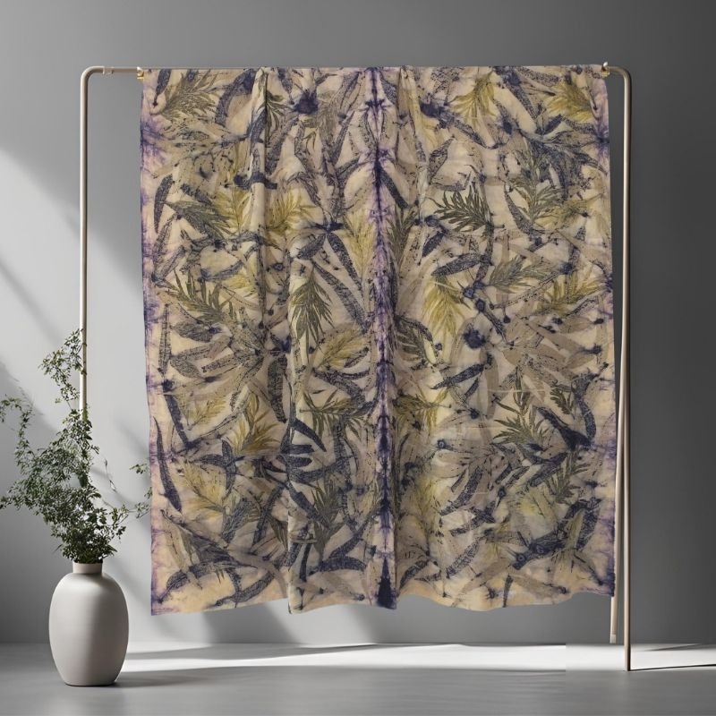Jual kain linen ecoprint batik warna alam motif cetak daun asli ...