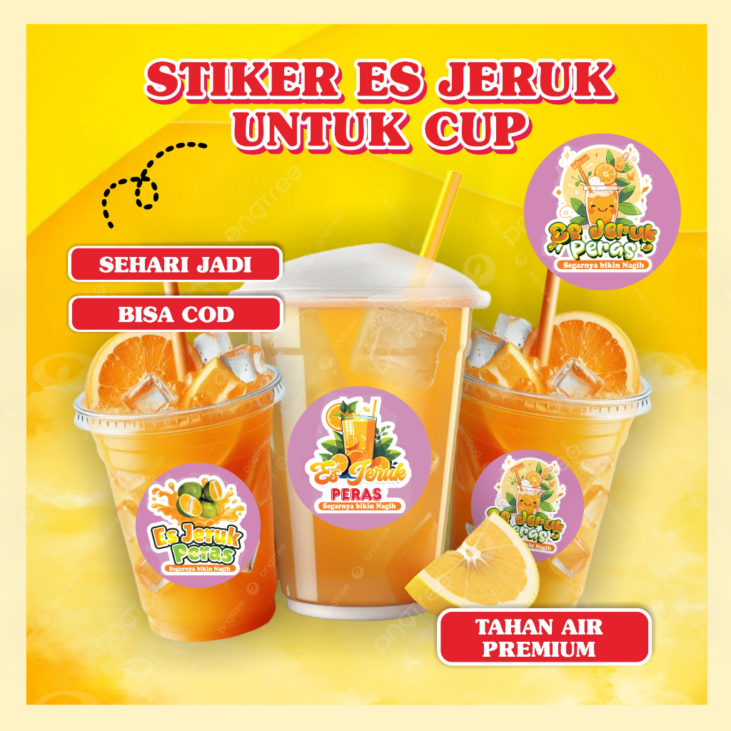 Jual STIKER LABEL CUP ES JERUK PERAS / STIKER ES JERUK SEGAR ISI 65 PCS ...