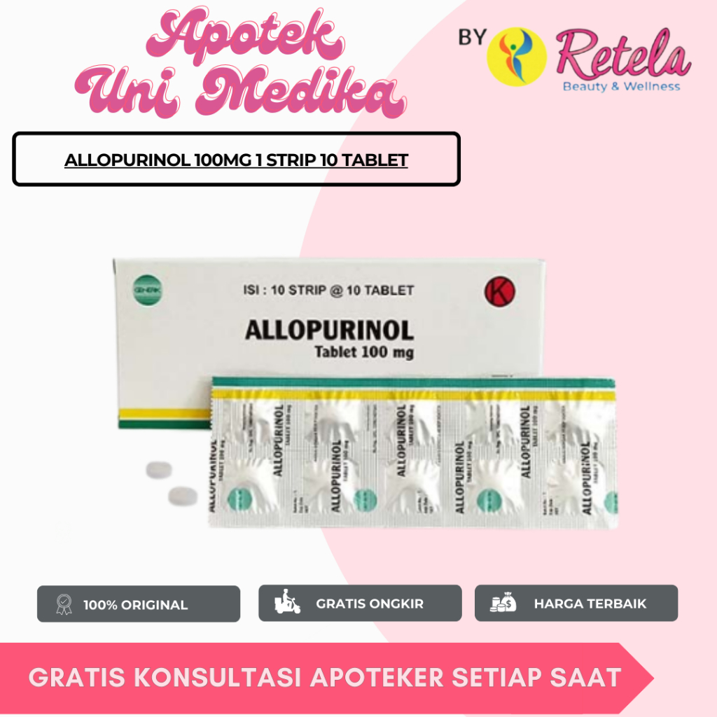 Jual ALLOPURINOL 100MG 1 STRIP 10 TABLET | Shopee Indonesia