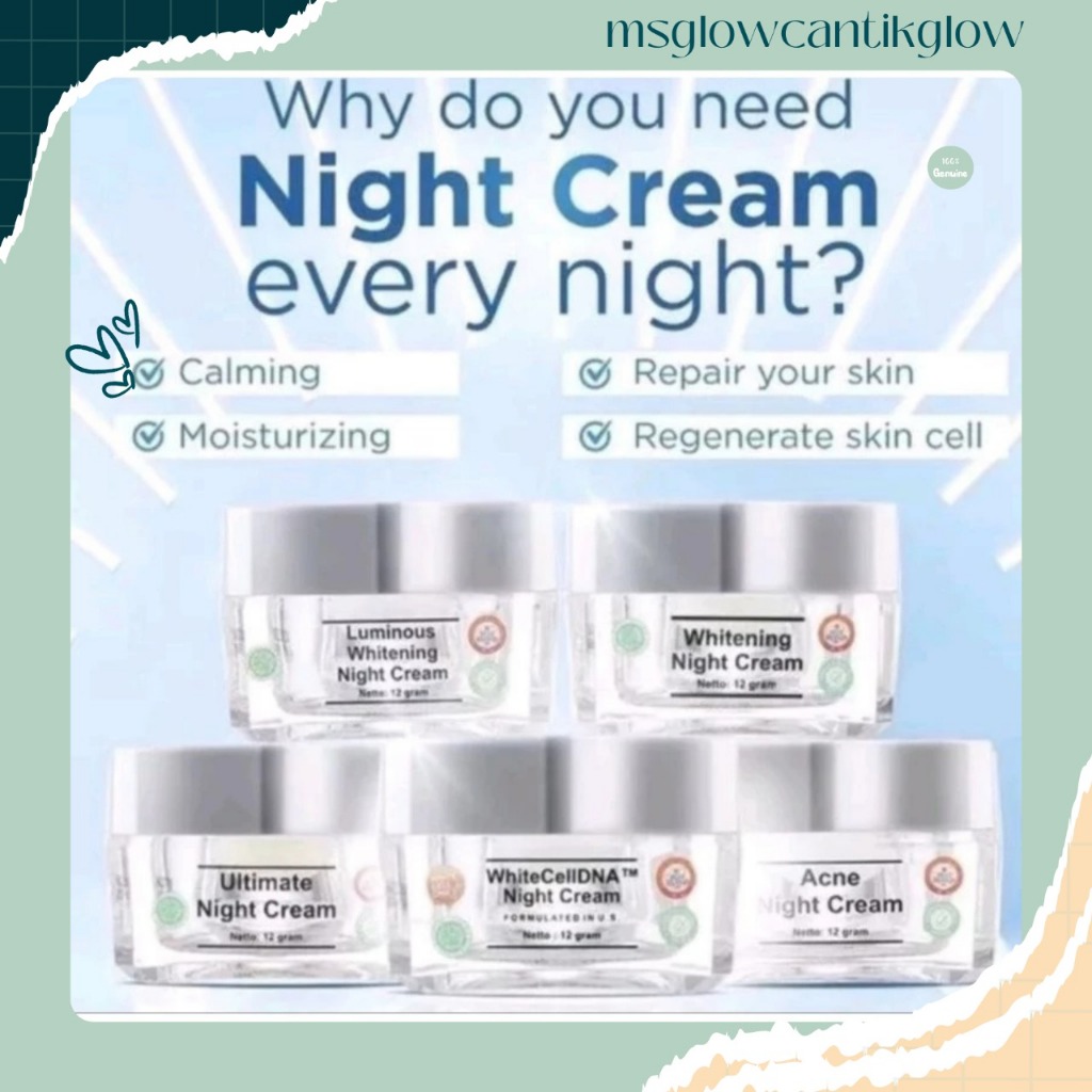 Jual NIGHT CREAM M*S GLOW / CREAM MALAM / DAY CREAM / ACNE LUMINOUS ...
