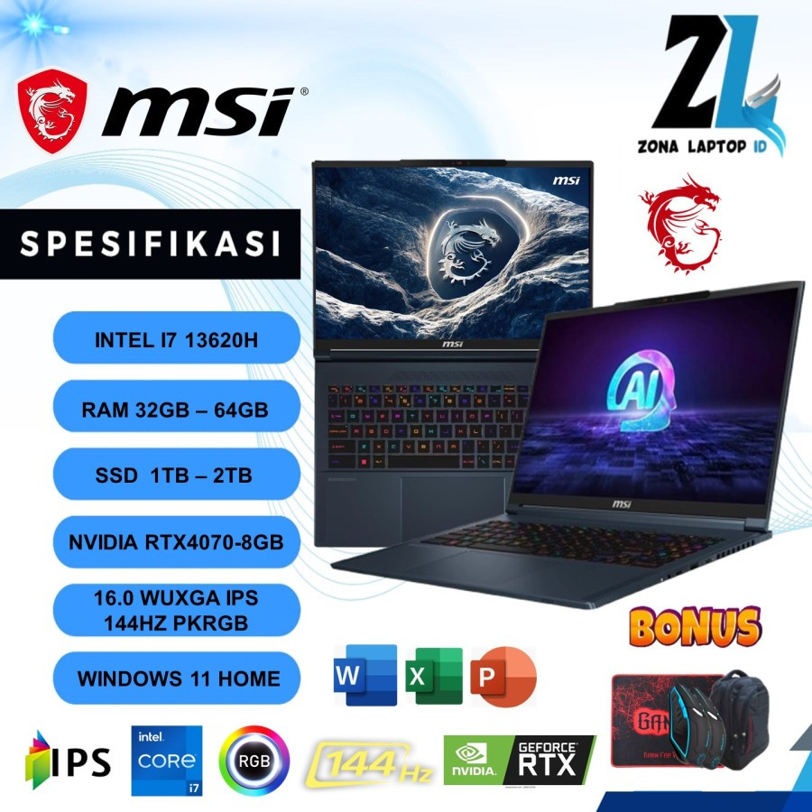 Jual Msi Stealth 16 Studio A13VG Intel i7 13620H Ram 64GB 2TB Ssd ...