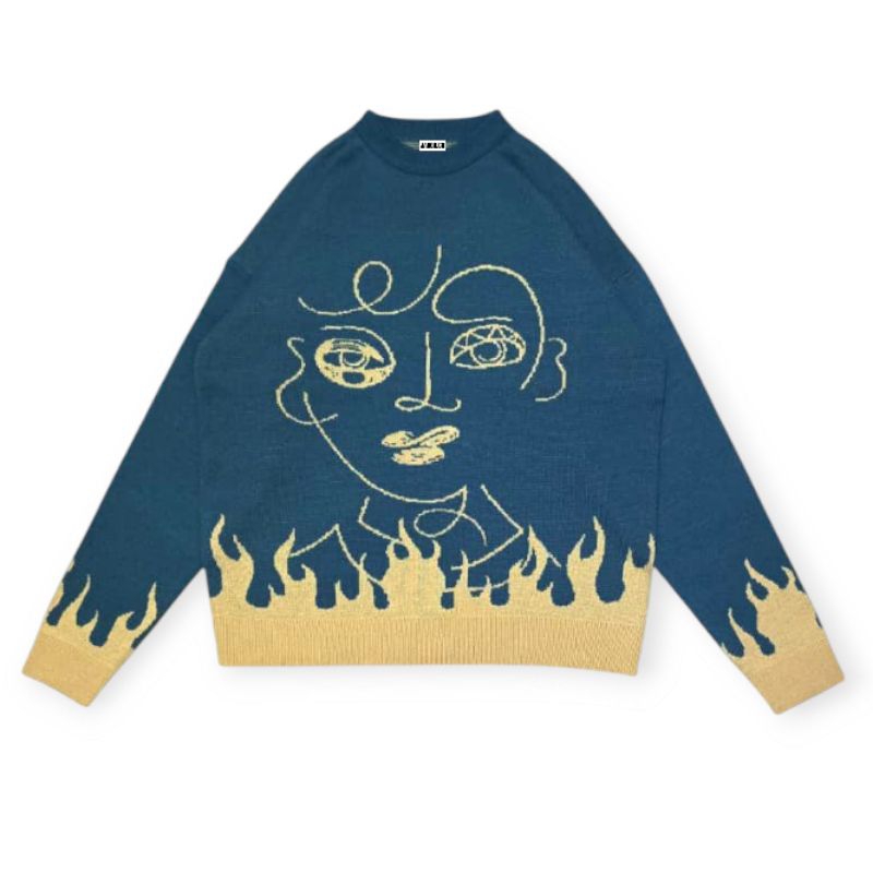 Jual JANGO Knitwear Sweater Fire Blue | Sweater Rajut Unisex Premium ...
