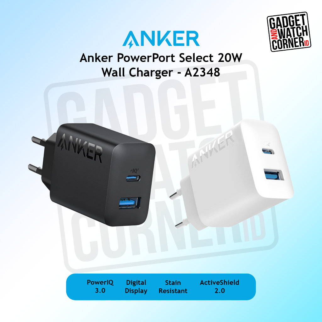Jual Anker PowerPort Charger 20W 18W Dual Port USB Type A & C - A2348 | Shopee Indonesia