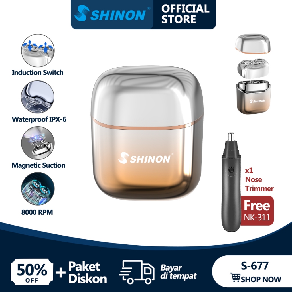 Jual Induction Switch S-677 Mini Electric Shaver : Portable, Waterproof IPX-6, TYPE-C Charging ...