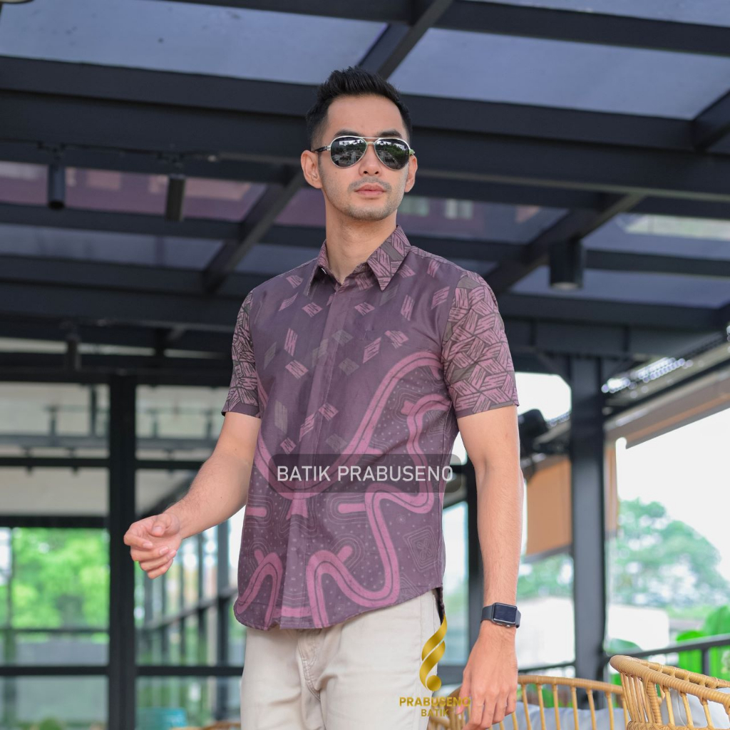 Jual Batik Prabuseno – Motif Galimusa Batik Pria Lengan Pendek Slim Fit Batik Kerja Batik Kantor ...