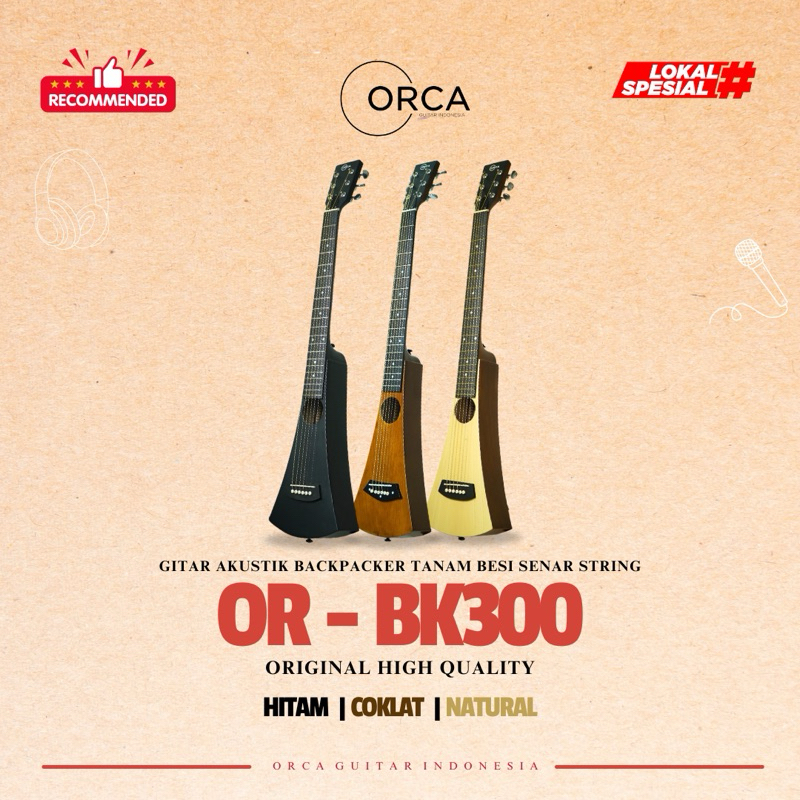 Jual ORCA Gitar Akustik Backpacker Tanam Besi OR - BK300 Senar String Guitar | Shopee Indonesia
