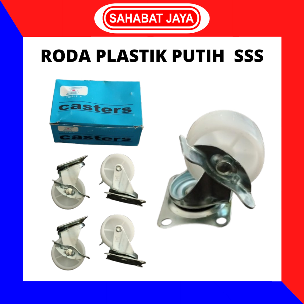 Jual SSS RODA CASTER PUTIH 2" INCH GEPENG NYLON RODA PLASTIK KURSI HIDUP + REM TROLY ETALASE ...