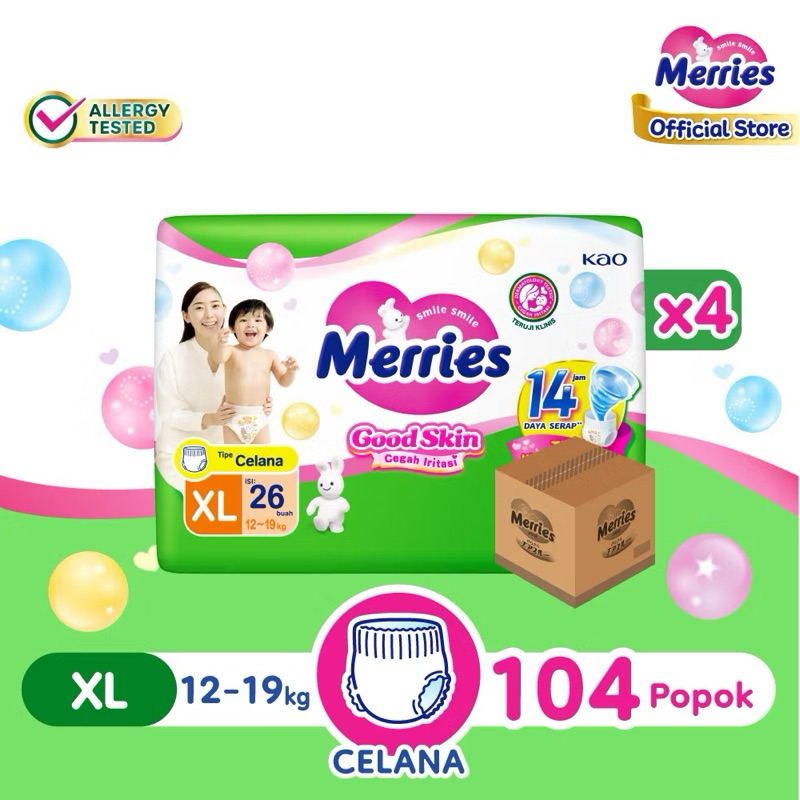 Jual 4 X Merries Pants Good Skin XL isi 26 pcs | Shopee Indonesia