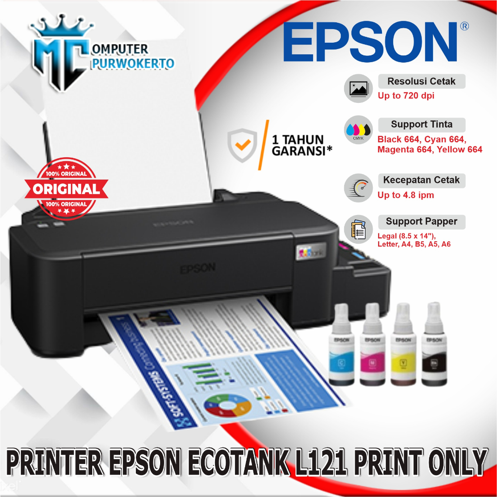 Jual Epson L121 Ink Tank Single Function Printer (Print Only) | Shopee Indonesia