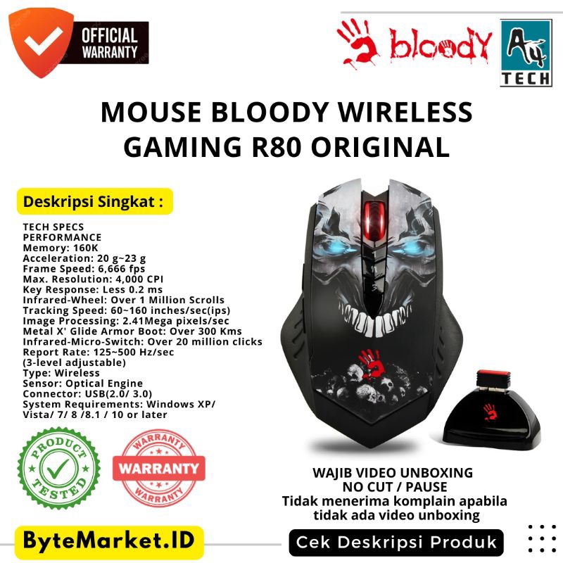 Jual Mouse Bloody Wireless Gaming R80 Original | Shopee Indonesia