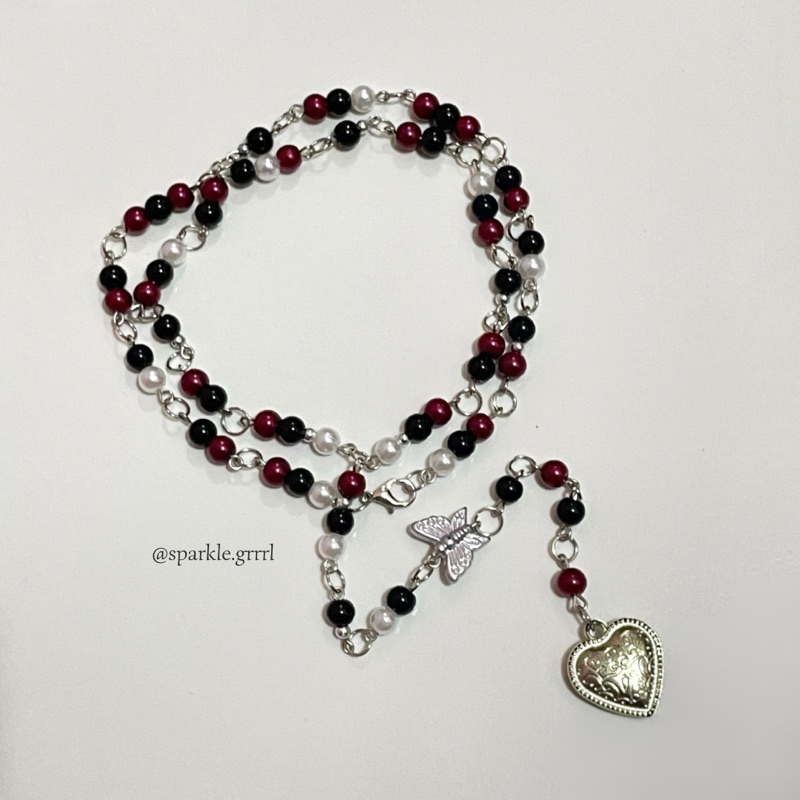 Jual kalung manik panjang black & red kupu kupu | Shopee Indonesia