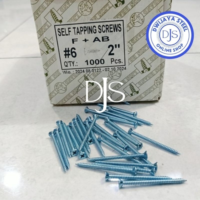 Jual #6X2" TAPPING FAB (+) 1BOX SEKRUP TAPING FH (+) PUTIH 6X2" MOON LION SKRUP KEPALA RATA FH ...