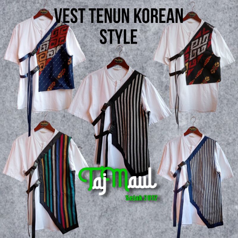 Jual TAJMAUL - Vest rompi tenun Korean style pria wanita | Shopee Indonesia