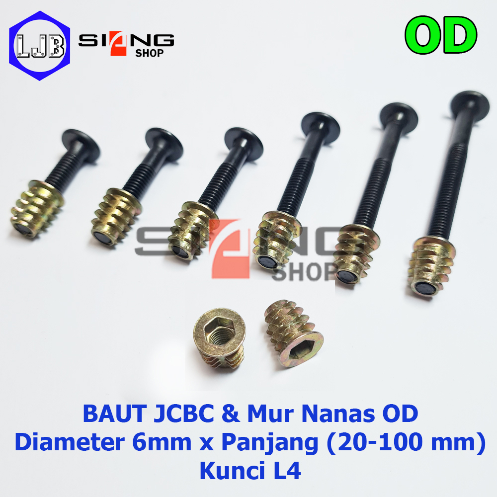 Jual Baut JCBC M6 panjang 2 sd 10 cm dan Mur Nanas OD (13mm) Furniture, Dipan, Knockdown dll ...