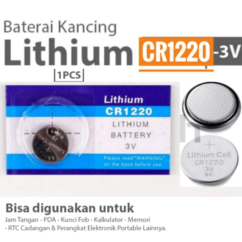 Jual Baterai Kancing CR1220 3V Lithium untuk Kalkulator PDA Remote CR 1220 | Shopee Indonesia