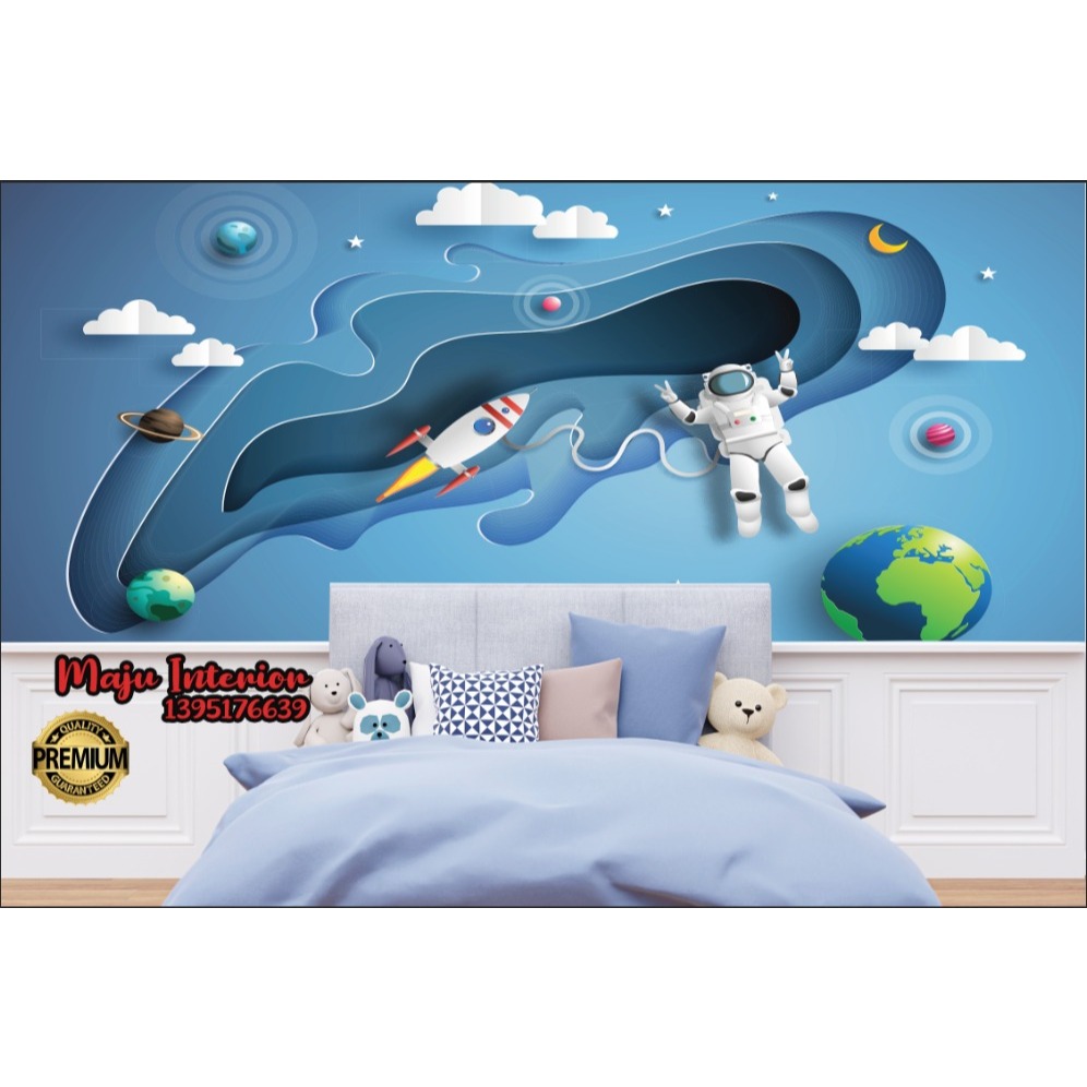 Jual Wallpaper Custom 3D Murah Planet Rocket Astronot Luar Angkasa ...