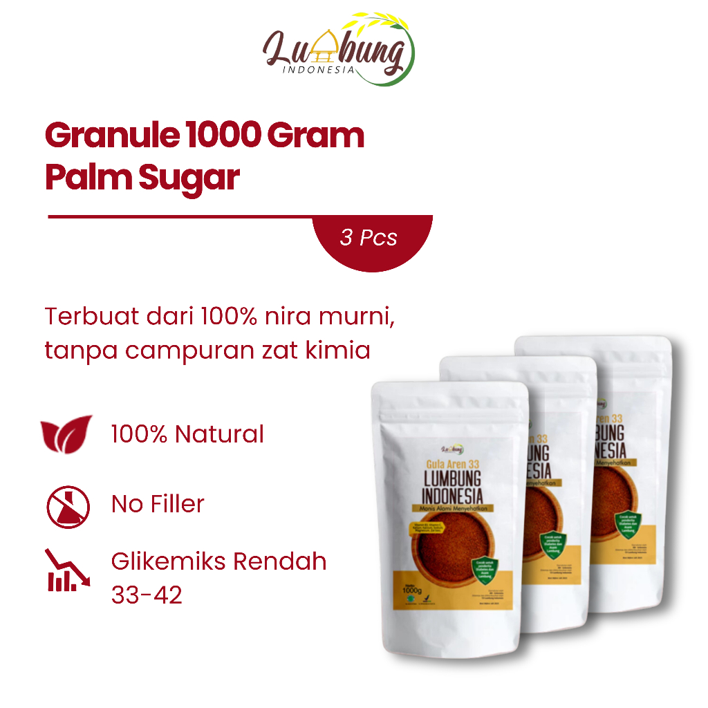 Jual Gula Aren 33 Lumbung Indonesia Paket Hemat Gula Aren Bubuk Organik ...