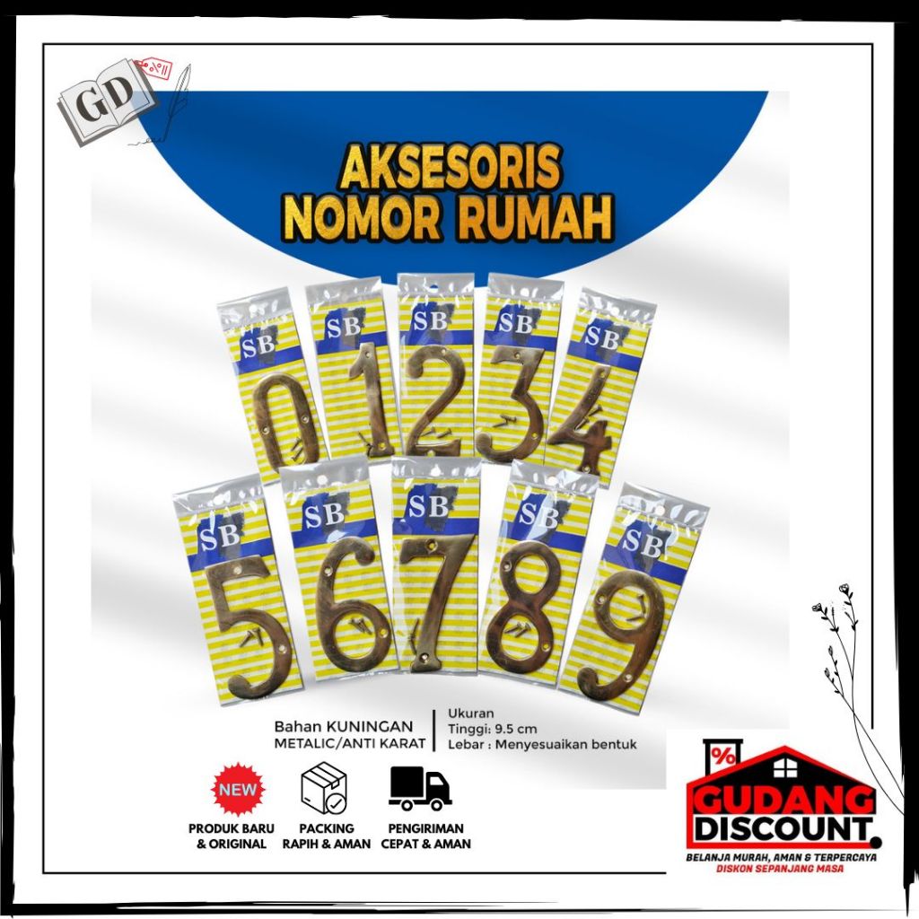 Jual GD/Angka 0 - 9 | Angka Kuningan Untuk Nomor Rumah/Kantor, Plat ...