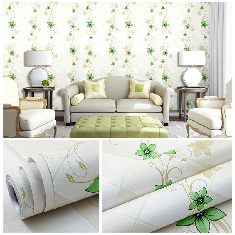 Jual Wallpaper Sticker Dinding Motif Ranting Daun Hijau Ukuran Panjang 8 Meter x Lebar 45 Cm ...