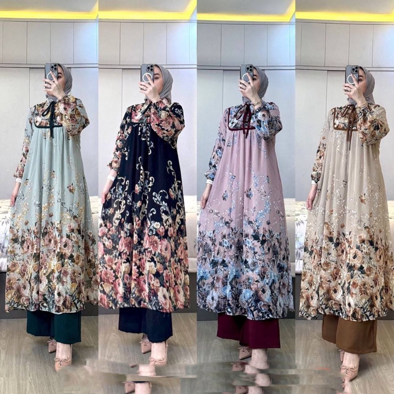 Jual Setelan tunik wanita terbaru kekinian // SERLY SET LONG TUNIK ...
