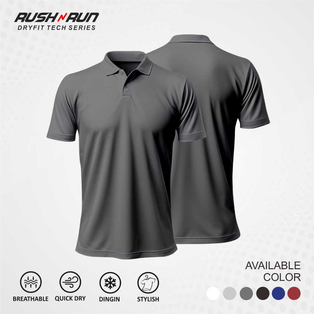 Jual Rush n Run Baju Olahraga Kerah Polo Shirt Kaos Essentials Dry Fit ...