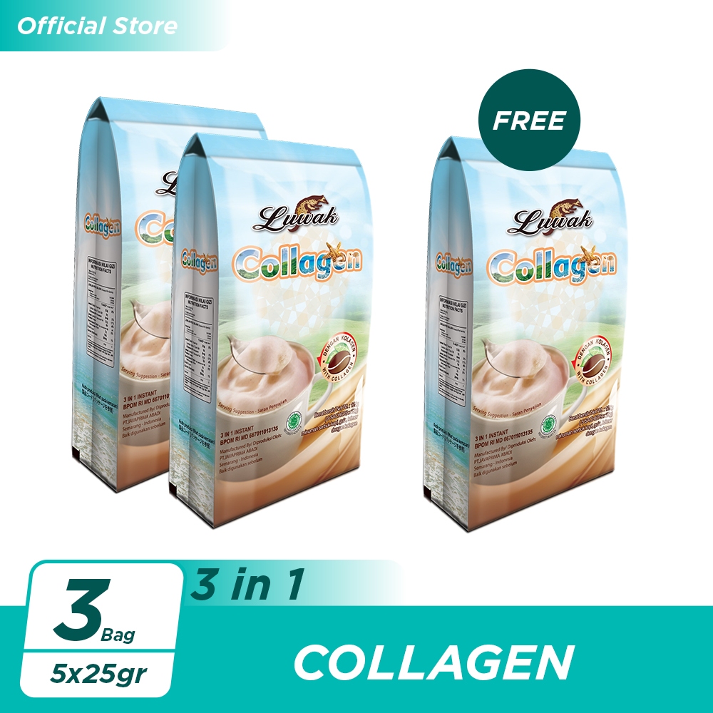 Jual Buy 2 Get 1 - Kopi Luwak White Koffie Collagen Bag 5x25gr | Shopee Indonesia