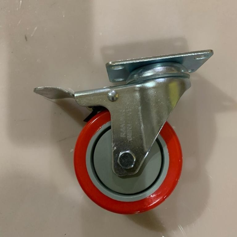 Jual Roda Troley Pu ranger 4 inch (muter+rem) | Shopee Indonesia