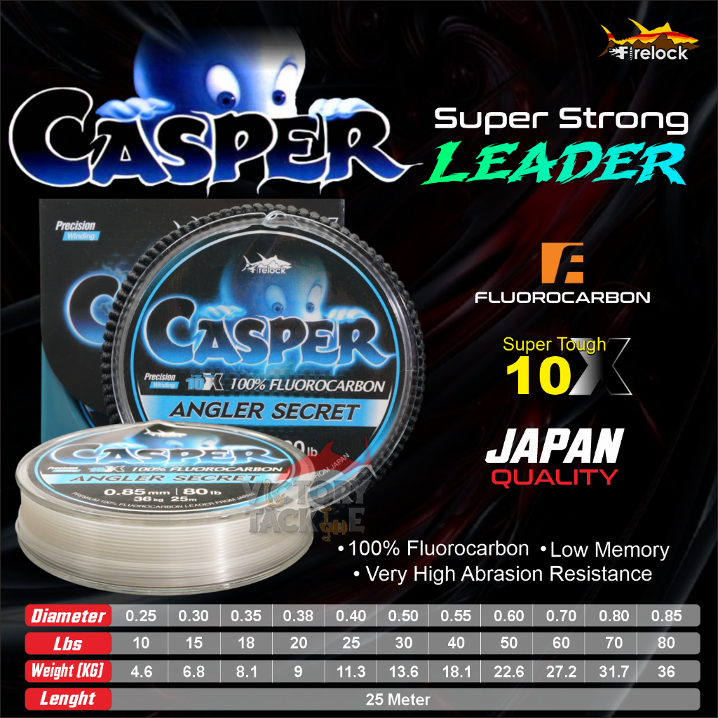 Jual FIRELOCK CASPER PREMIUM 100% FLUOROCARBON LEADER 25 METER FROM JAPAN SENAR PANCING LEADER ...