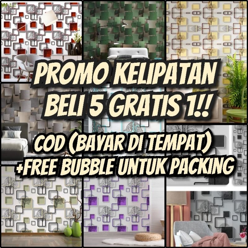 Jual -BELI 5 GRATIS 1- COD (BAYAR DI TEMPAT) WALLPAPER STICKER DINDING ...