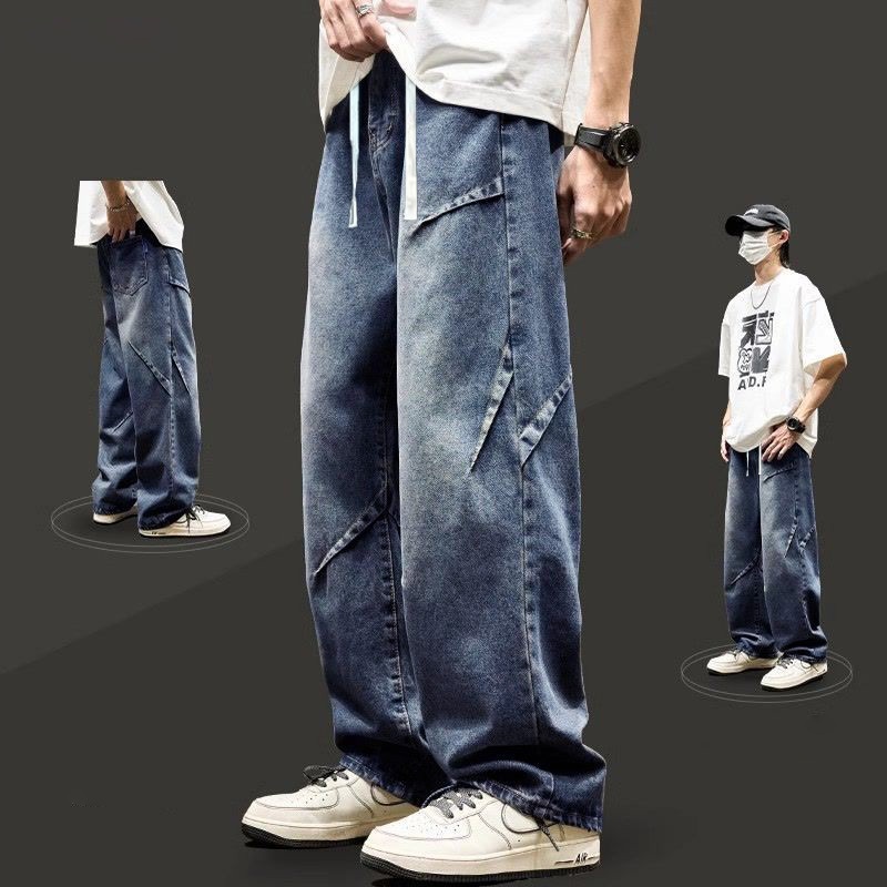 Jual KeyBoy celana jeans pria biru baggy pants celana denim panjang dewasa cowok casual straight ...