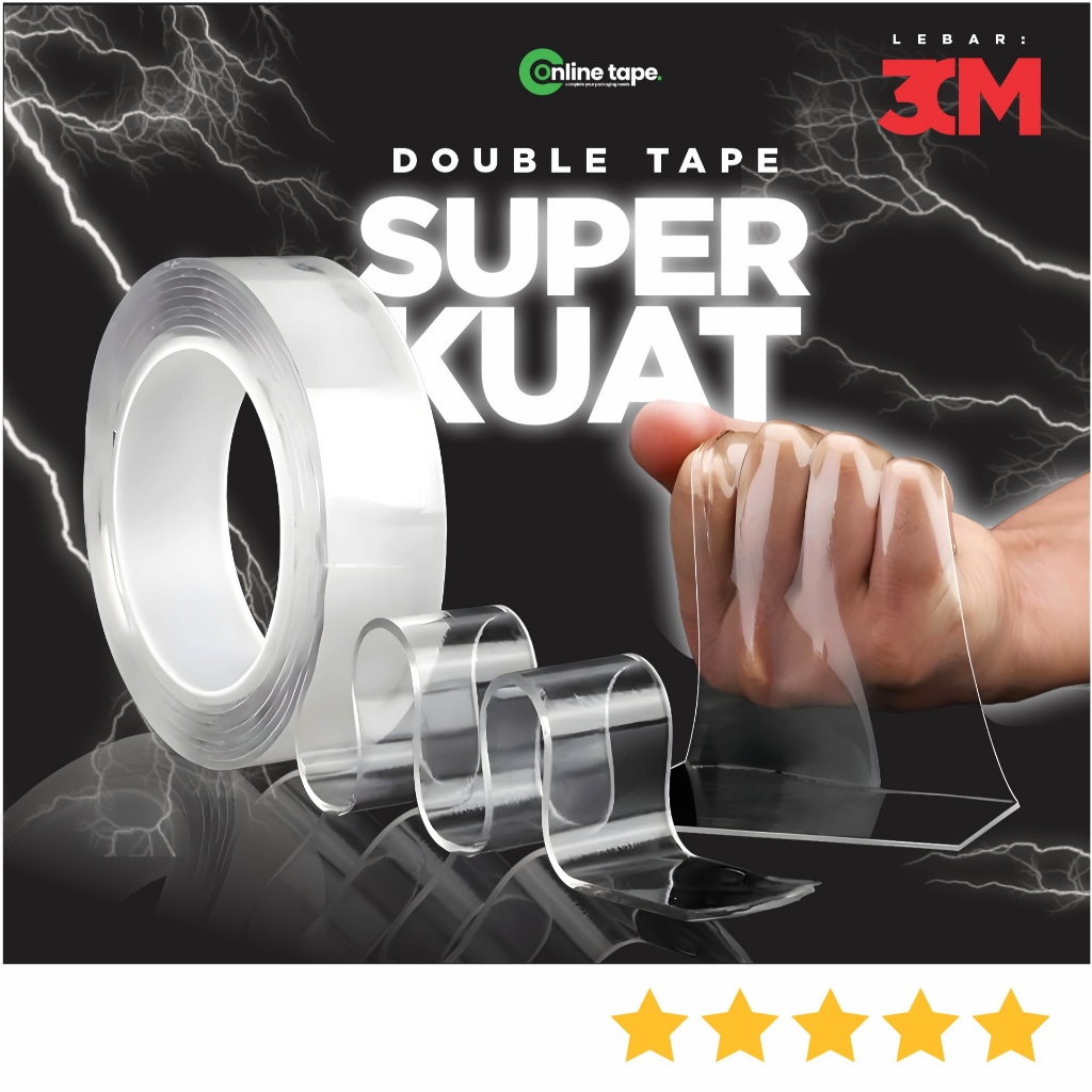Jual Double Tape Nano lebar 3 cm 1 Meter Bening Super Kuat / Lem Setan ...