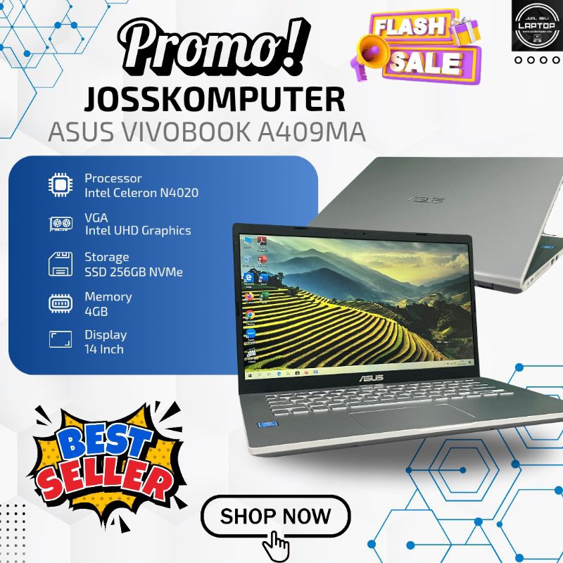 Jual ASUS VIVOBOOK A409MA INTEL CELERON N4020/ RAM 4GB/ SSD 256GB/ 14 ...