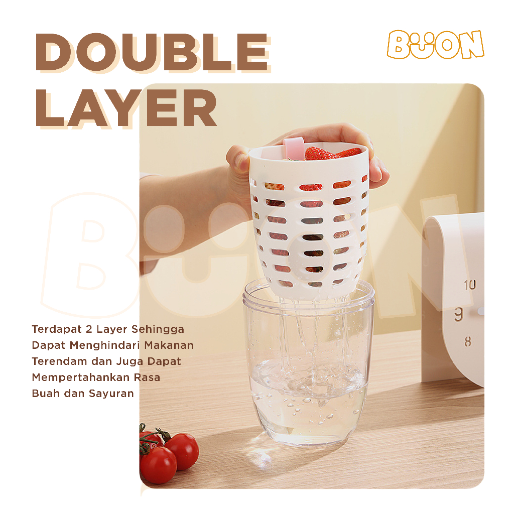 Jual BUON Double Layered Fruit Salad Cup / Wadah salad buah portable ...