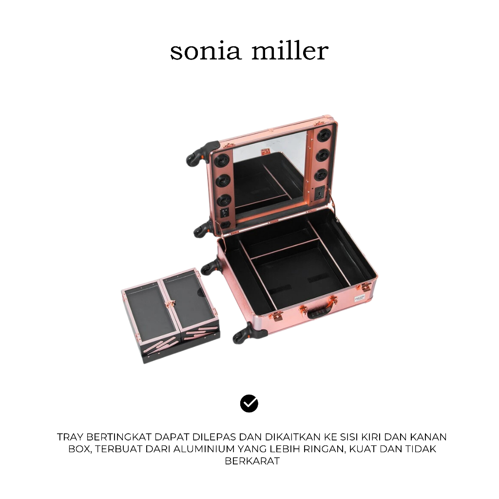 Jual Sonia Miller Beauty Makeup Case With 4 Tri-Color Light | Shopee ...