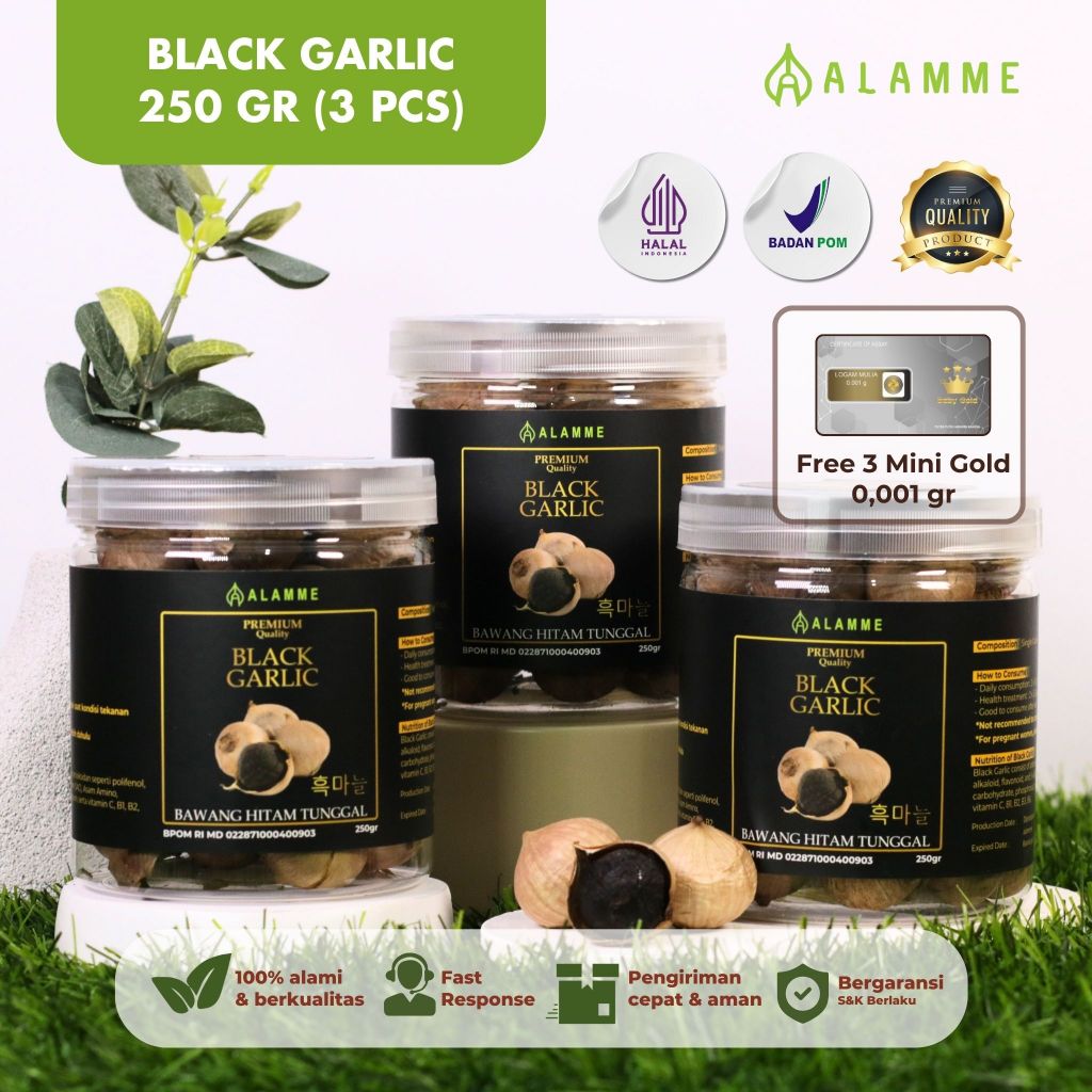 Jual Alamme - Black Garlic Bawang Hitam Tunggal Lanang Premium 250 Gram ...