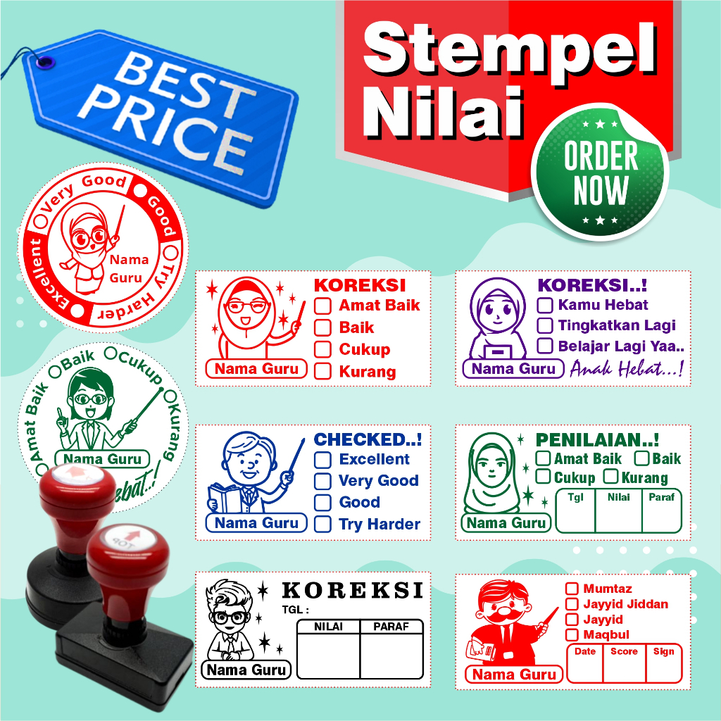 Jual Cap Stamp Stempel Nilai Guru / Penilaian / Koreksi / Checked ...