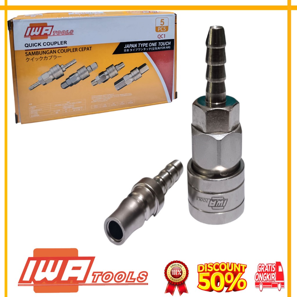 Jual IWA TOOLS Japan Type One Touch SH-20 - PH20 Set 1 Pasang Tekiro air qiuck coupler | Shopee ...