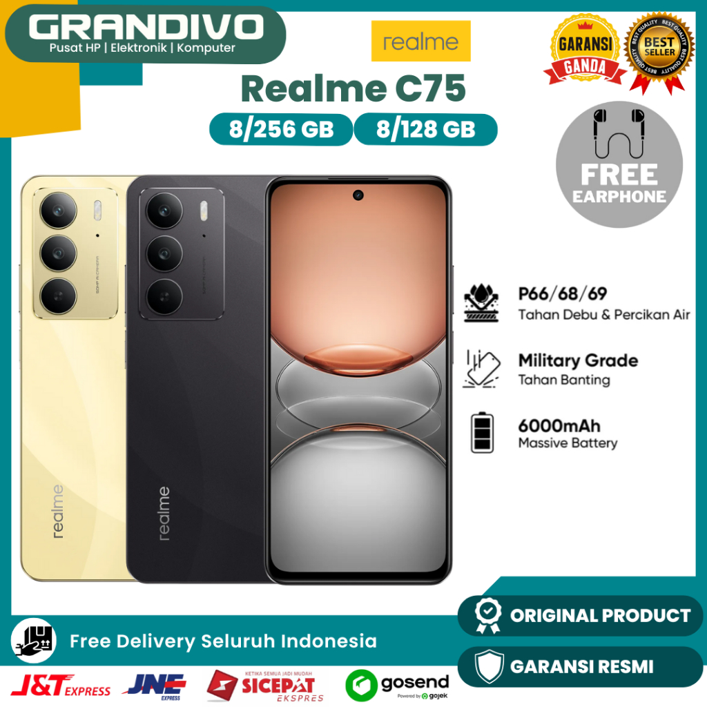 Jual Realme C75 8/256 GB Helio G92 IP69 Dust & Water Resistance ...