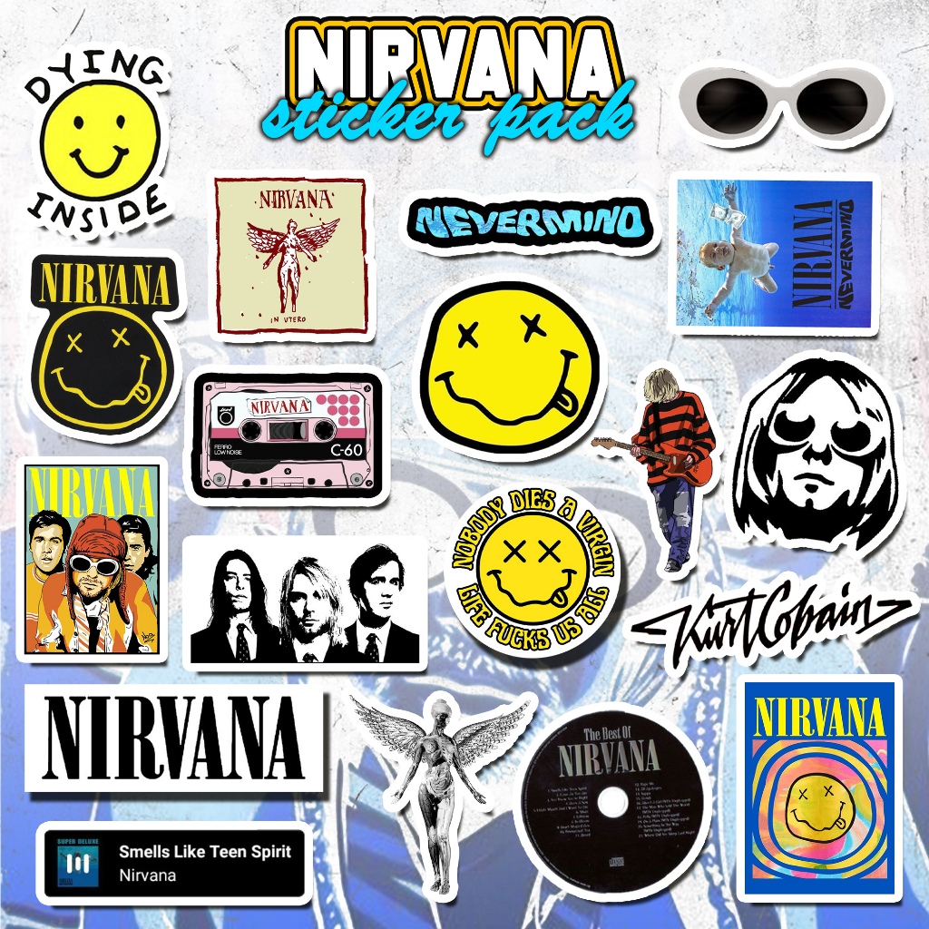 Jual 19pcs NIRVANA Stiker Aesthetic Band | STIKER ANTI LUNTUR ANTI AIR ...