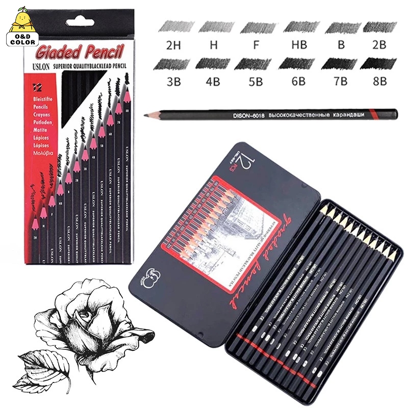 Jual Set Pensil Sketching 12Pcs Alat Seni 2H-8B Lukisan Penis Menulis Set Sketching mahasiswa ...