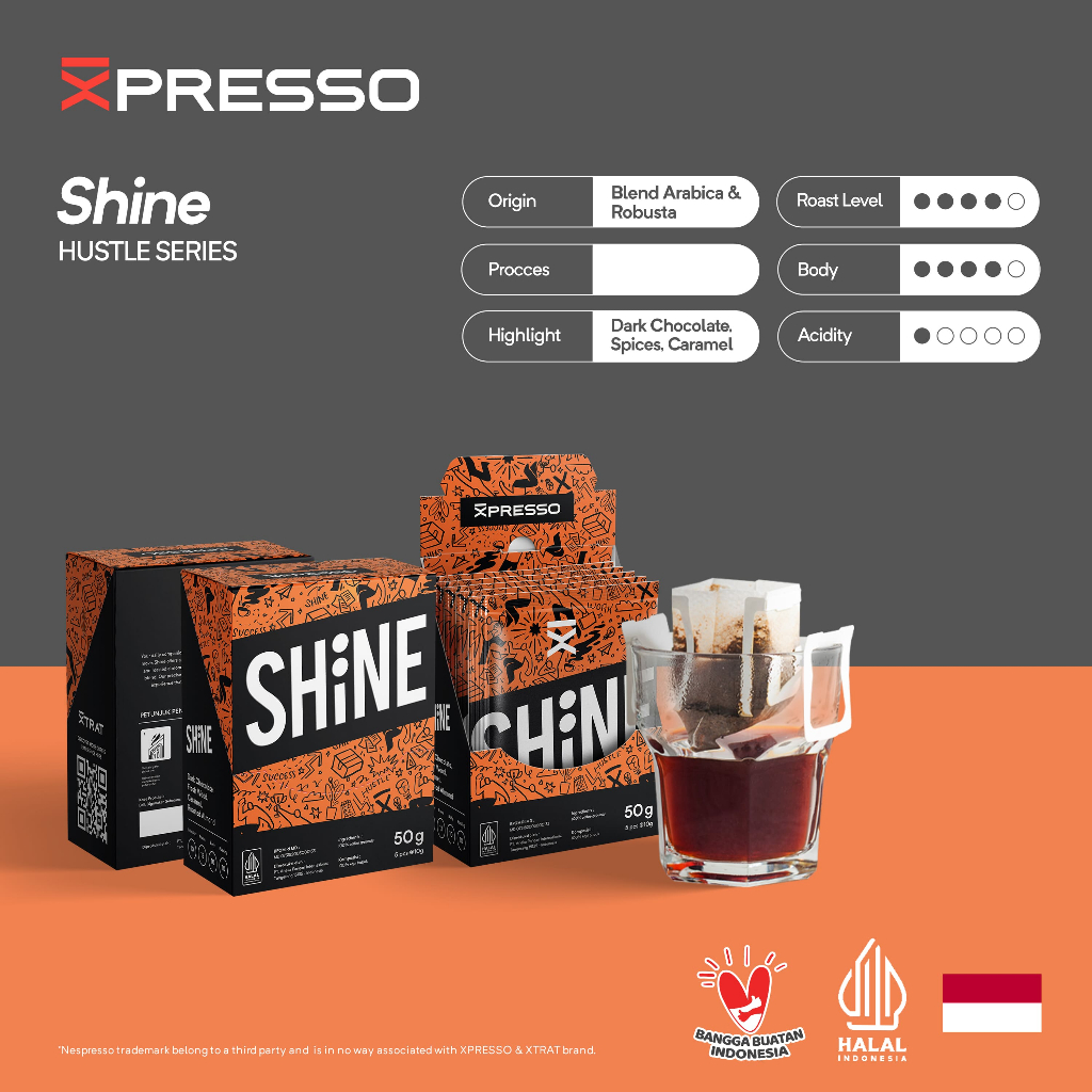 Jual XPRESSO Drip Bag Coffee - Shine - Kopi Drip 5 Pcs | Shopee Indonesia