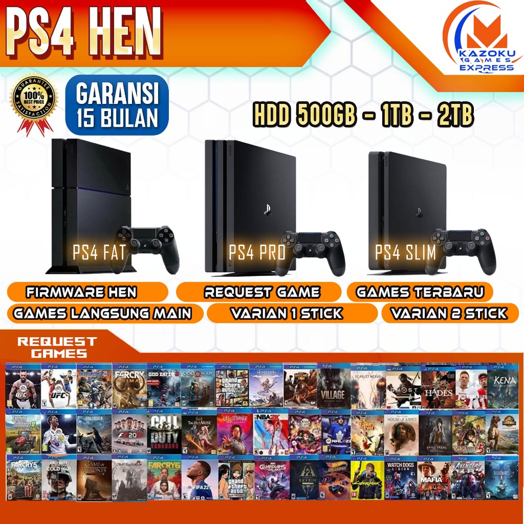 Jual PS4 | PS4 PRO | PS4 SLIM | PS4 FAT HEN VERSI 11.00 GAMES PERMANENT ...