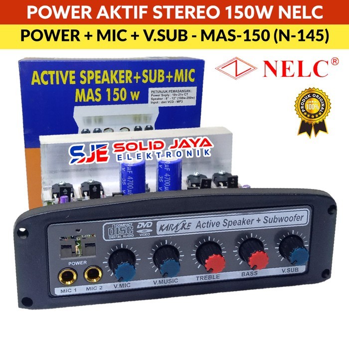 Jual KIT POWER SPEAKER AKTIF 150W MAS150 N145 STEREO MIC SUBWOOFER SUB WOOFER MIK KARAOKE 150 W ...