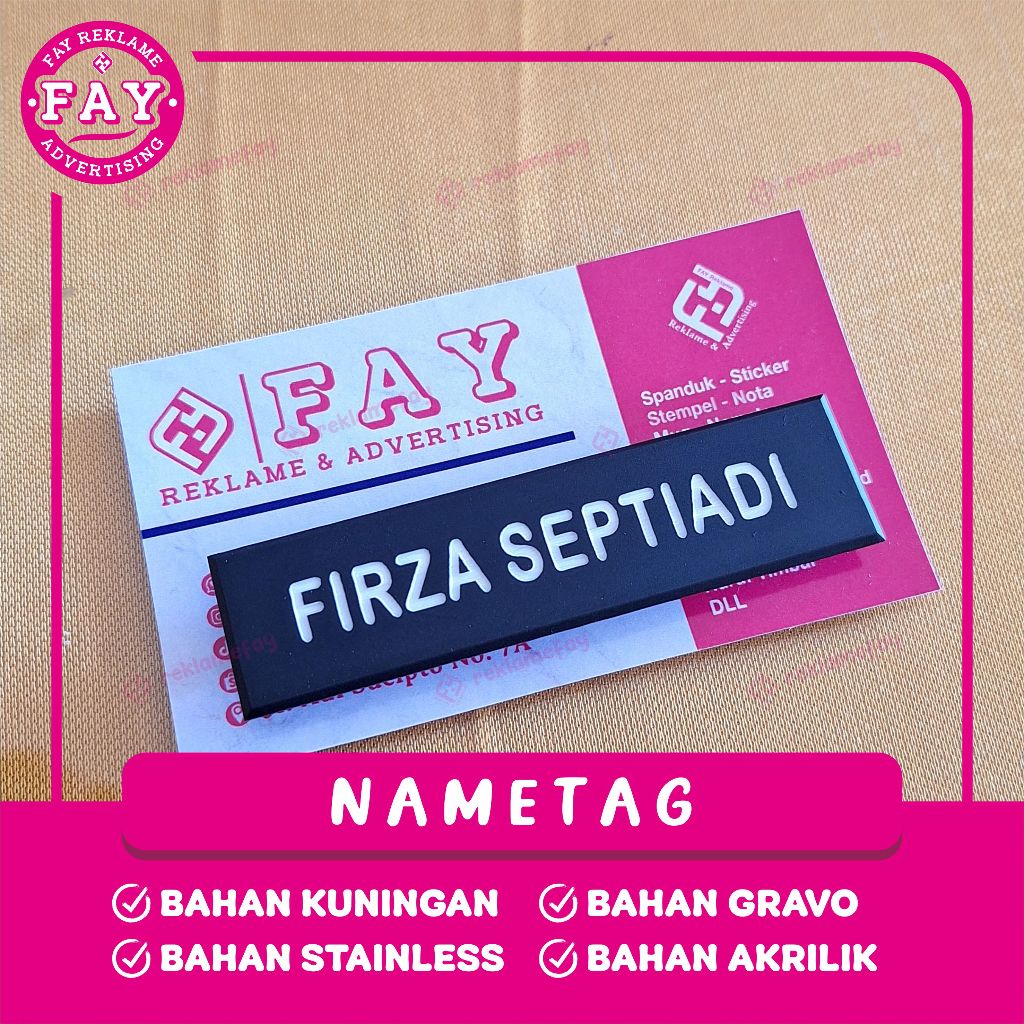Jual NAMETAG, NAMA DADA, KUNINGAN, AKRILIK, STAINLES, Nama Dada Name ...