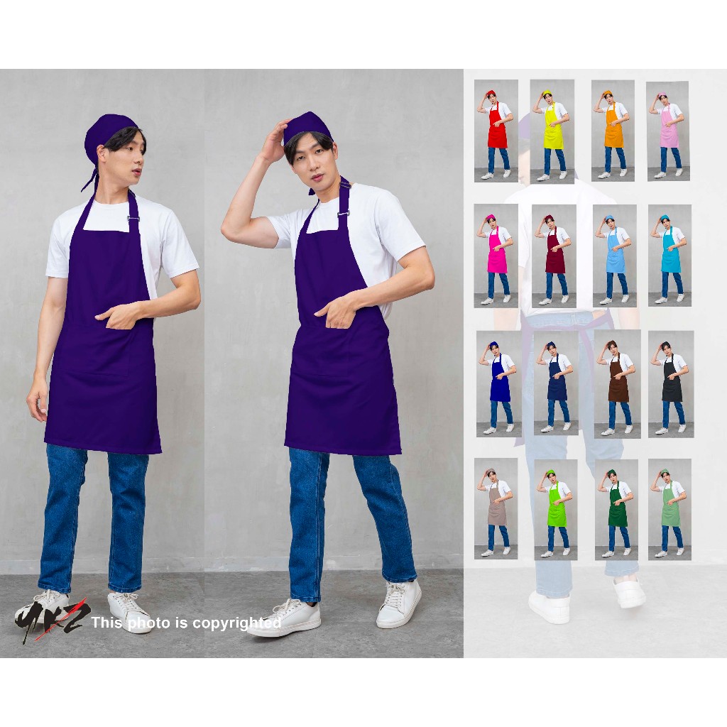 Jual apron polos ungu apron barista/celemek resto/apron cafe/celemek ...