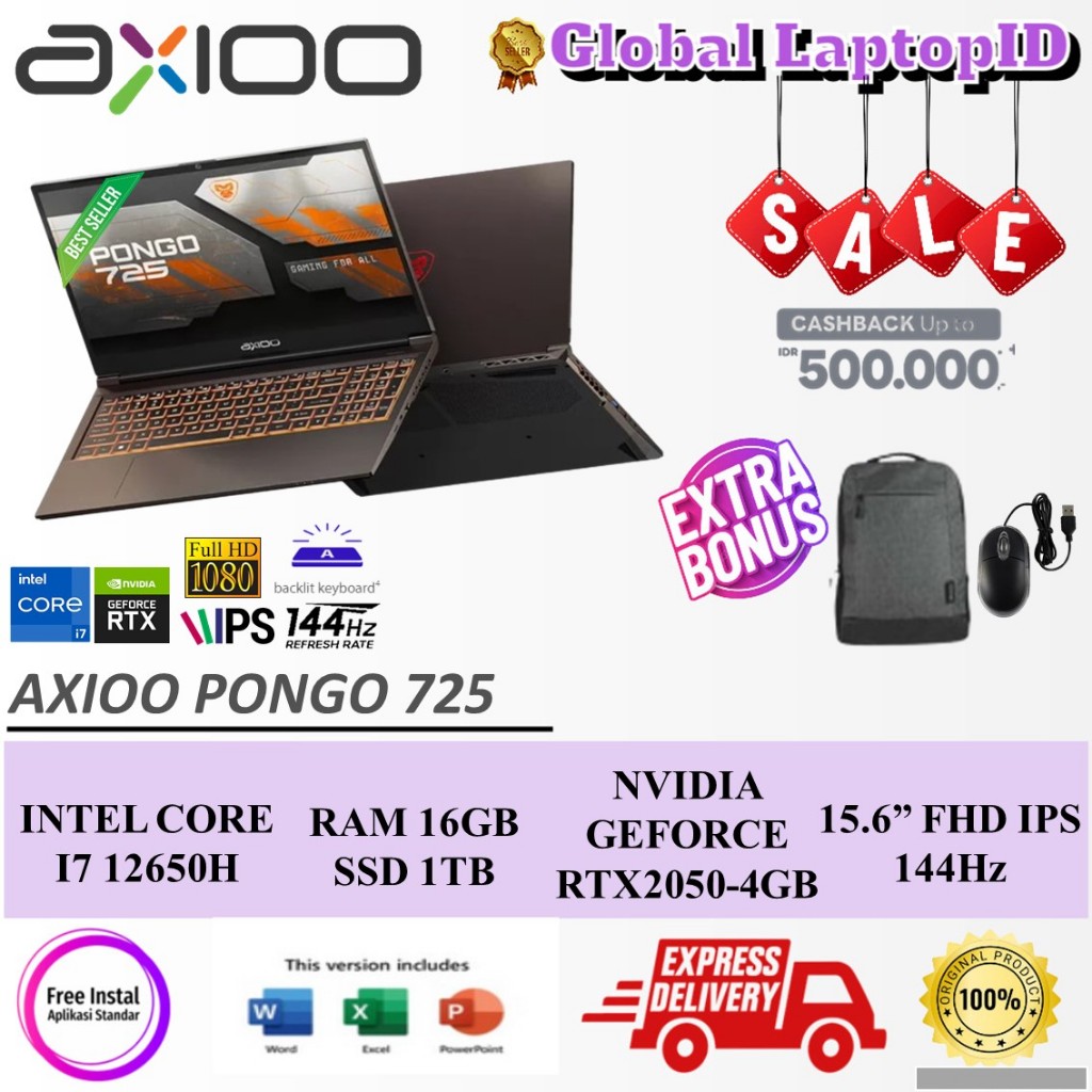 Jual RESMI PROMO Laptop Gaming MURAH AXIOO Pongo 725 Intel Core i7 ...