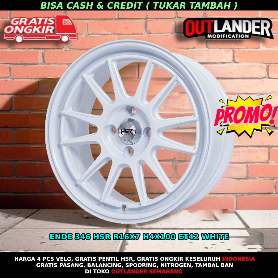Jual Velg hsr ende r16 pcd 4x100 warna putih yaris baleno fiesta mazda2 jazz avega pelek hsr ...