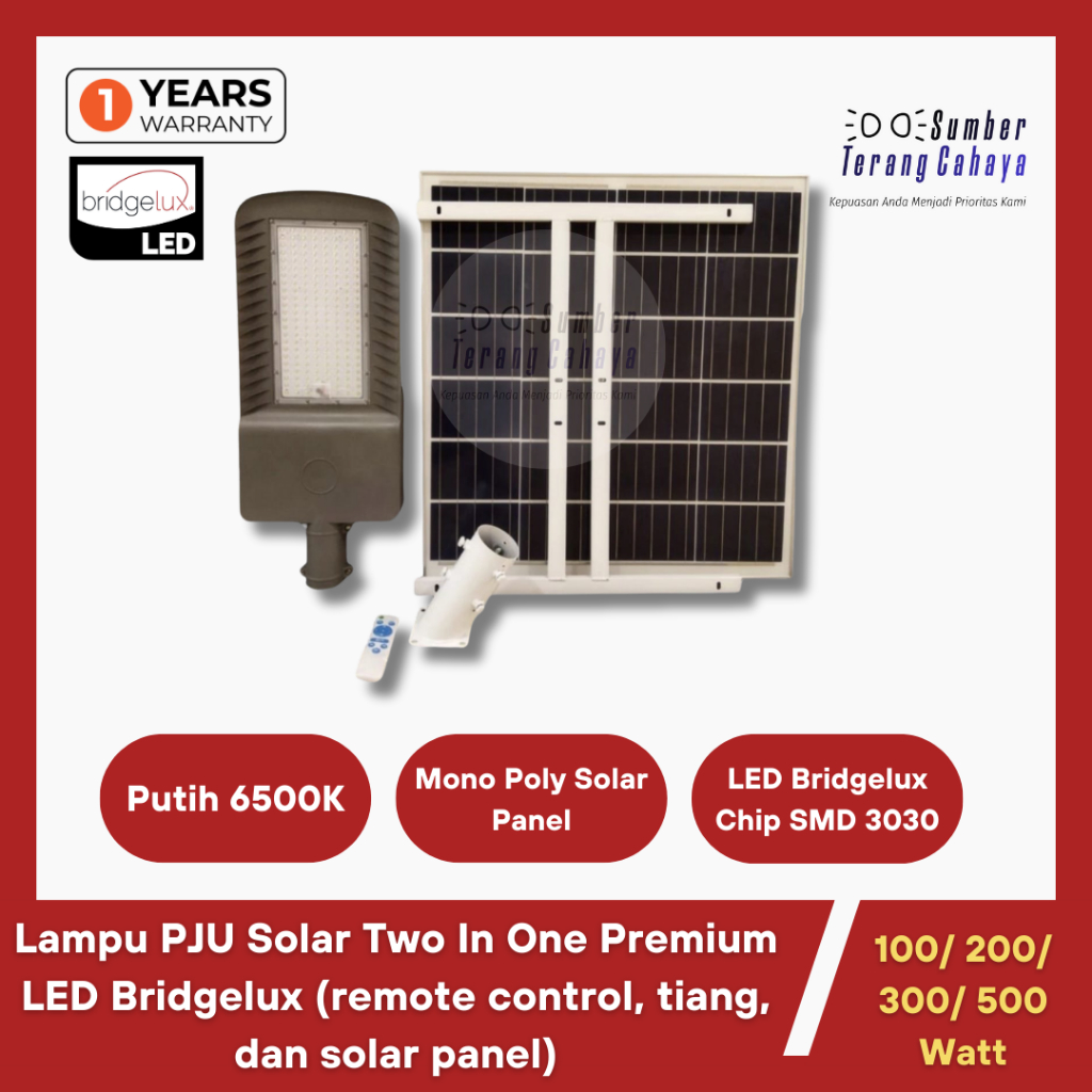 Jual Lampu PJU Solar Two In One Premium LED Bridgelux (remote control ...