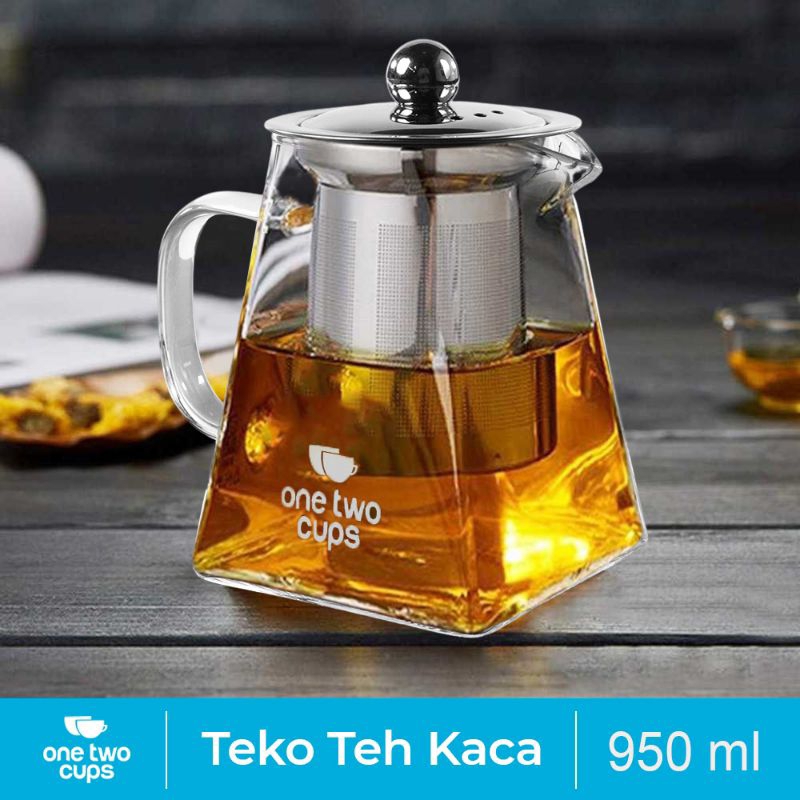 Jual One Two Cups Teko Teh Kaca Tahan Panas Glass Teapot dengan Saringan | Shopee Indonesia